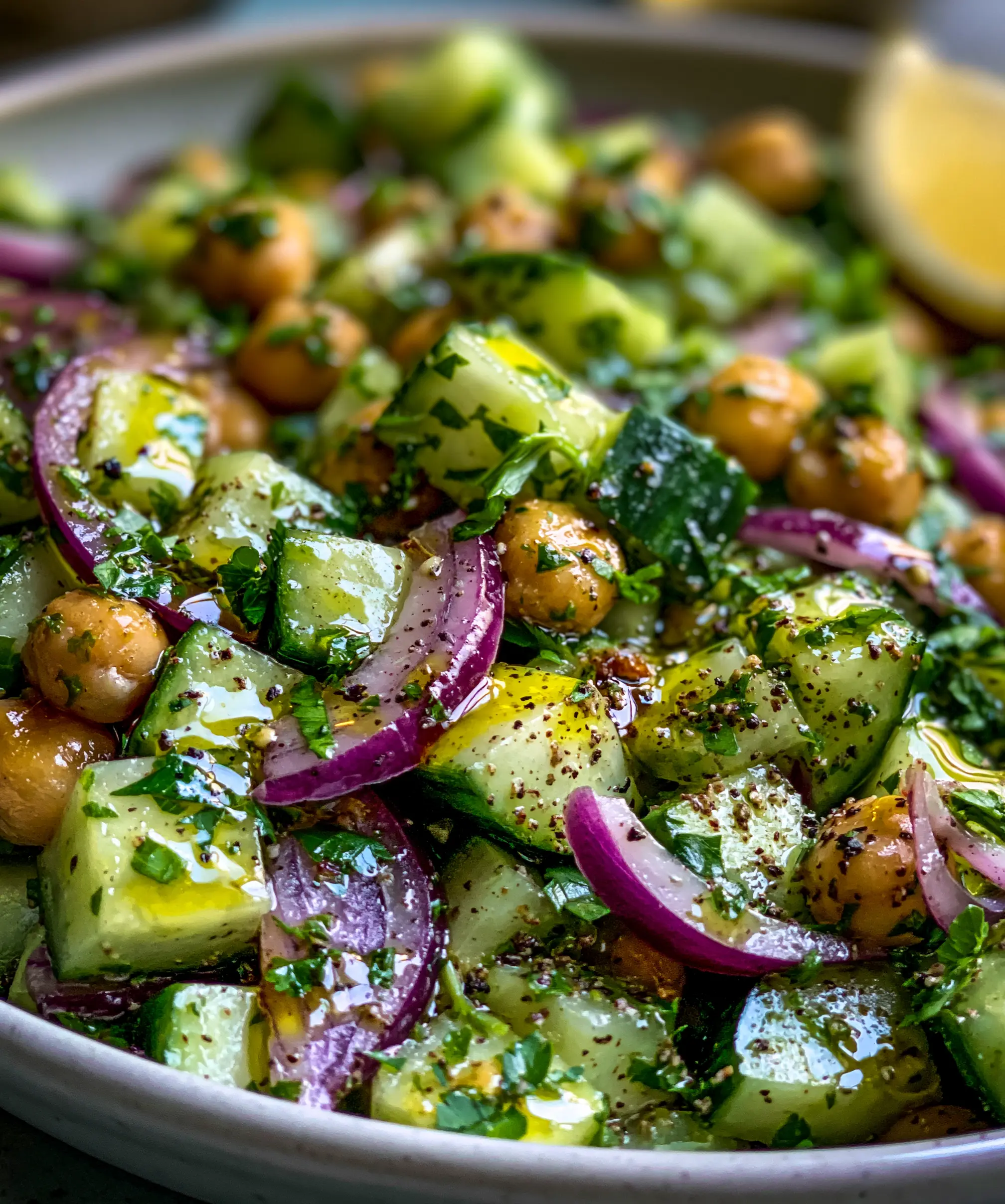 20 Minute High Protein Chickpea and Cucumber Salad
