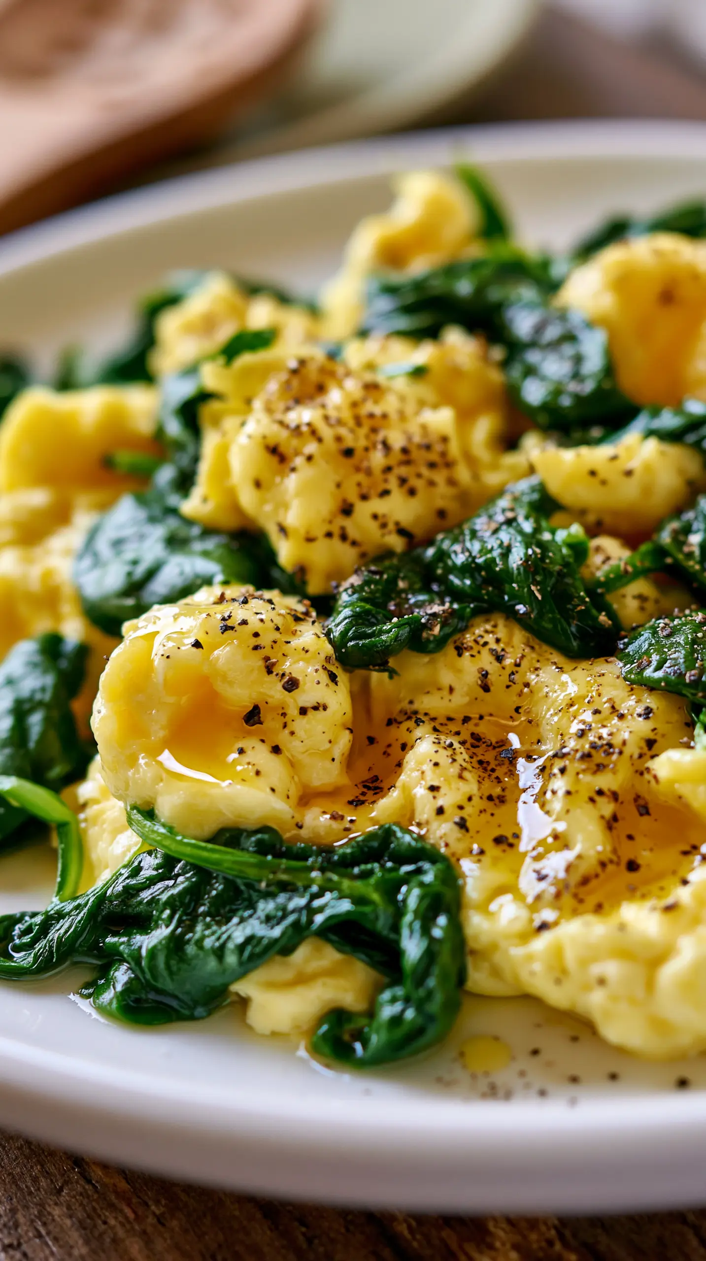 Quick High Protein Breakfast Scrambled Eggs with Spinach