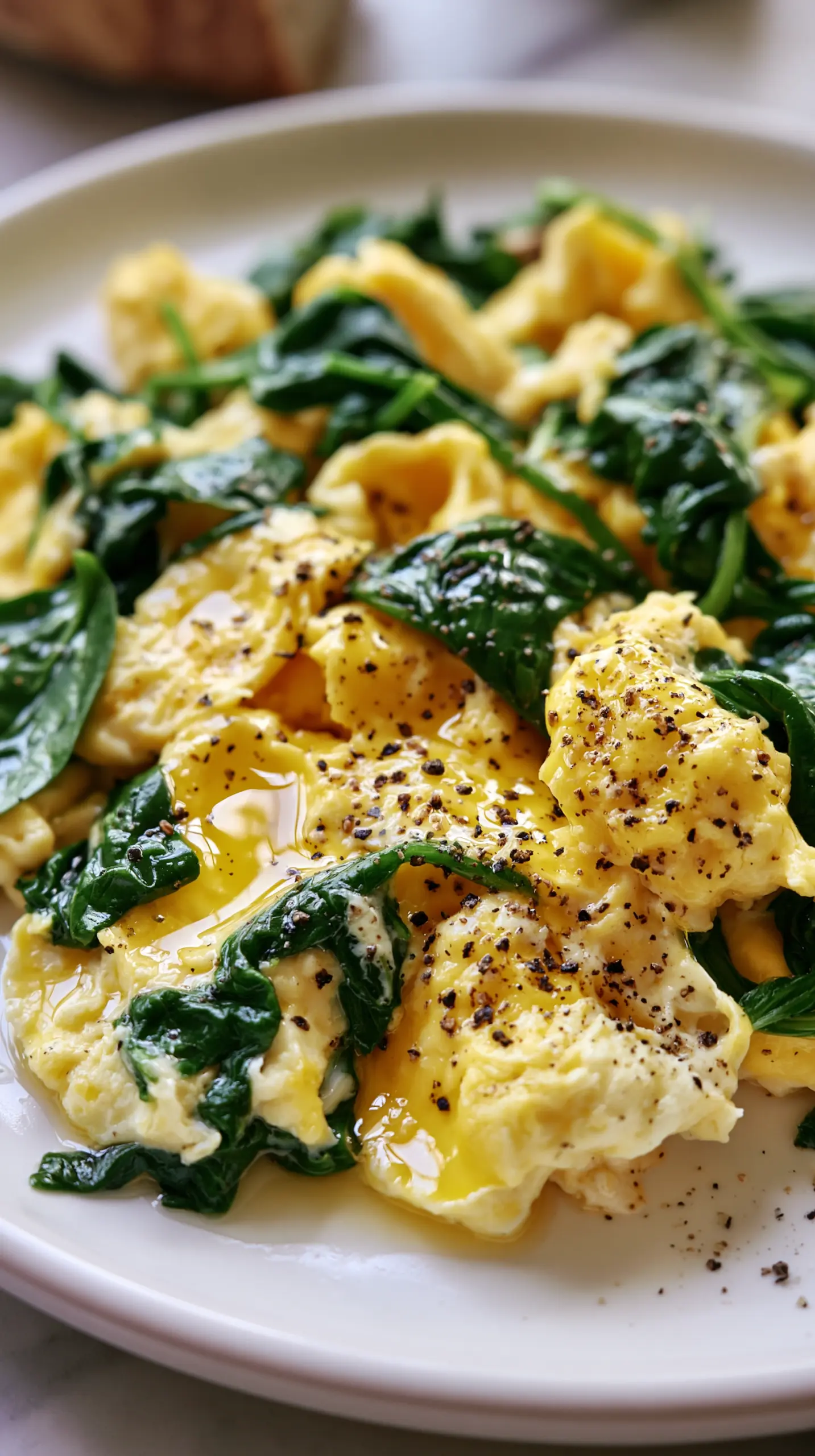 Quick High Protein Breakfast Scrambled Eggs with Spinach